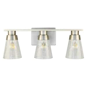 ADSENSTY 22.83 in. 3-Light Nickel Modern Vanity Light with Clear Glass ...