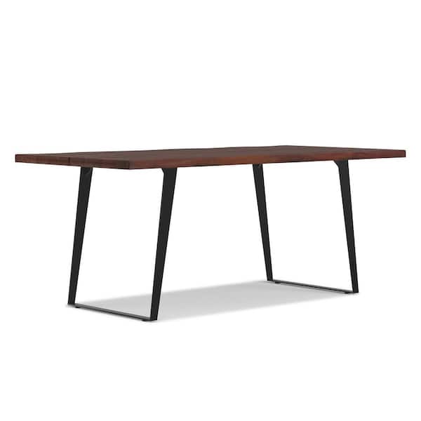 Simpli Home Delta Modern Industrial Dark Walnut Wood 72 in. Rectangle 4 ...