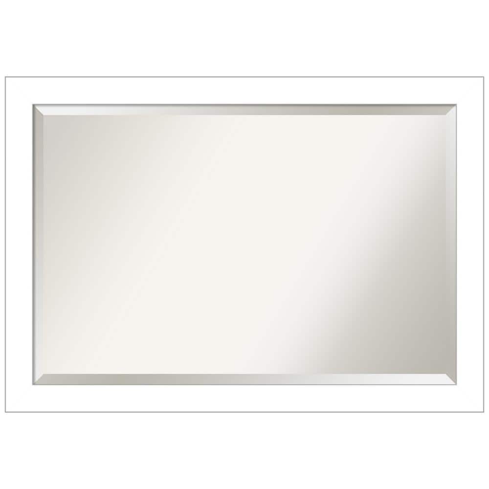 Amanti Art Wedge White 40 in. H x 28 in. W Framed Wall Mirror ...