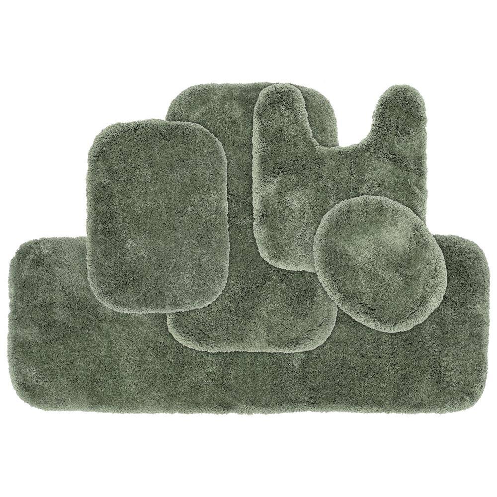 Garland Rug Deep Fern Green Finest Luxury Plush Nylon 5-Piece Bath Rug ...