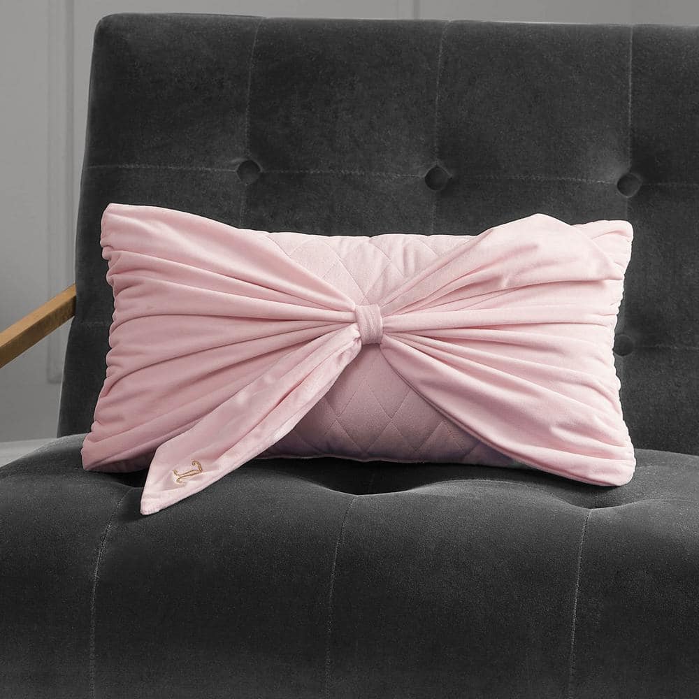 JUICY COUTURE Velvet Bow Marshmallow Pink Solid Soft Polyester 10 in. x ...