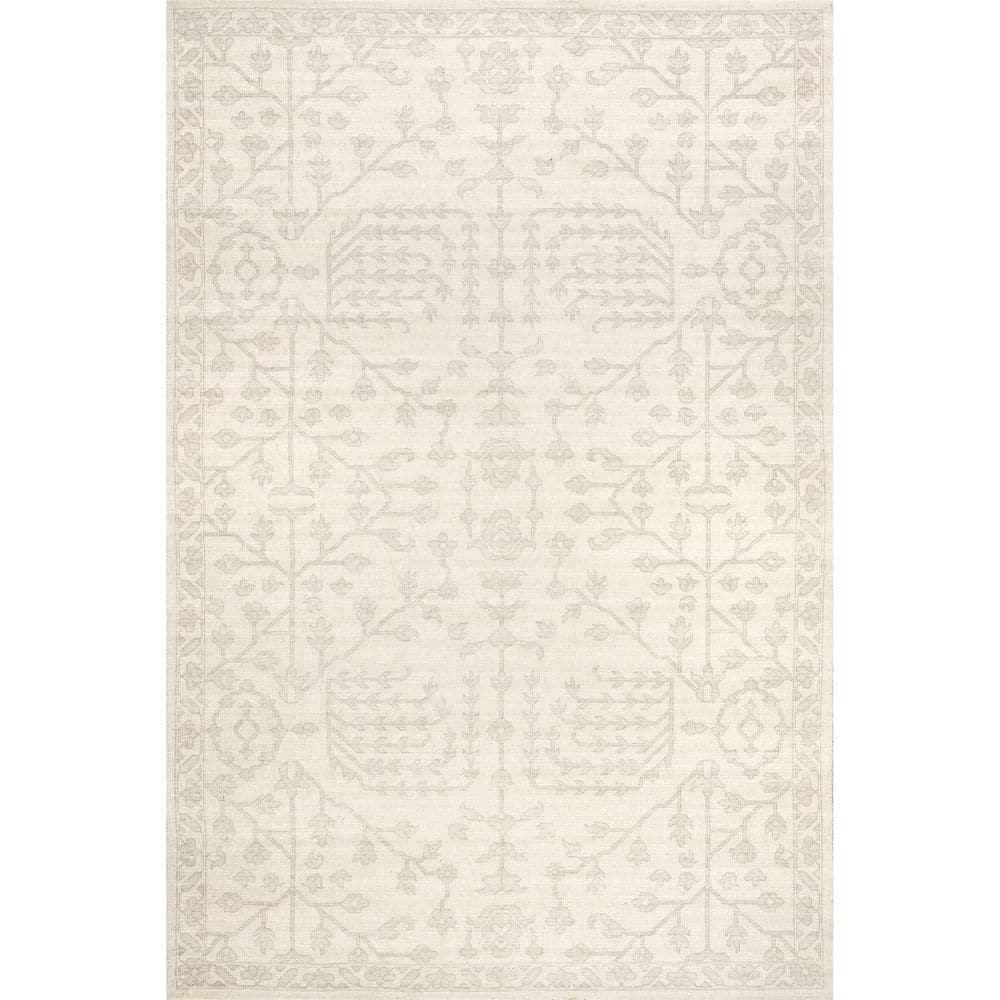 RUGS USA Gretel Wool Cotton Beige 5 ft. x 8 ft. Indoor/Outdoor Patio ...