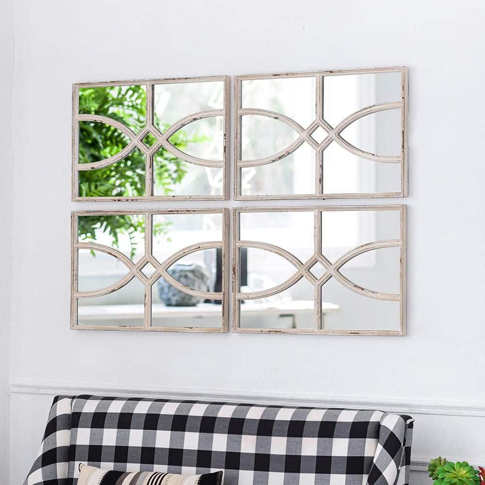 Blisstyle White 16 in W x 23 in. H Coastal Rectangle Wood Framed Mirror ...