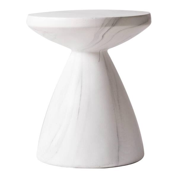 Leisuremod Modern Side Table with Fiberstone Top Round Accent Table and ...