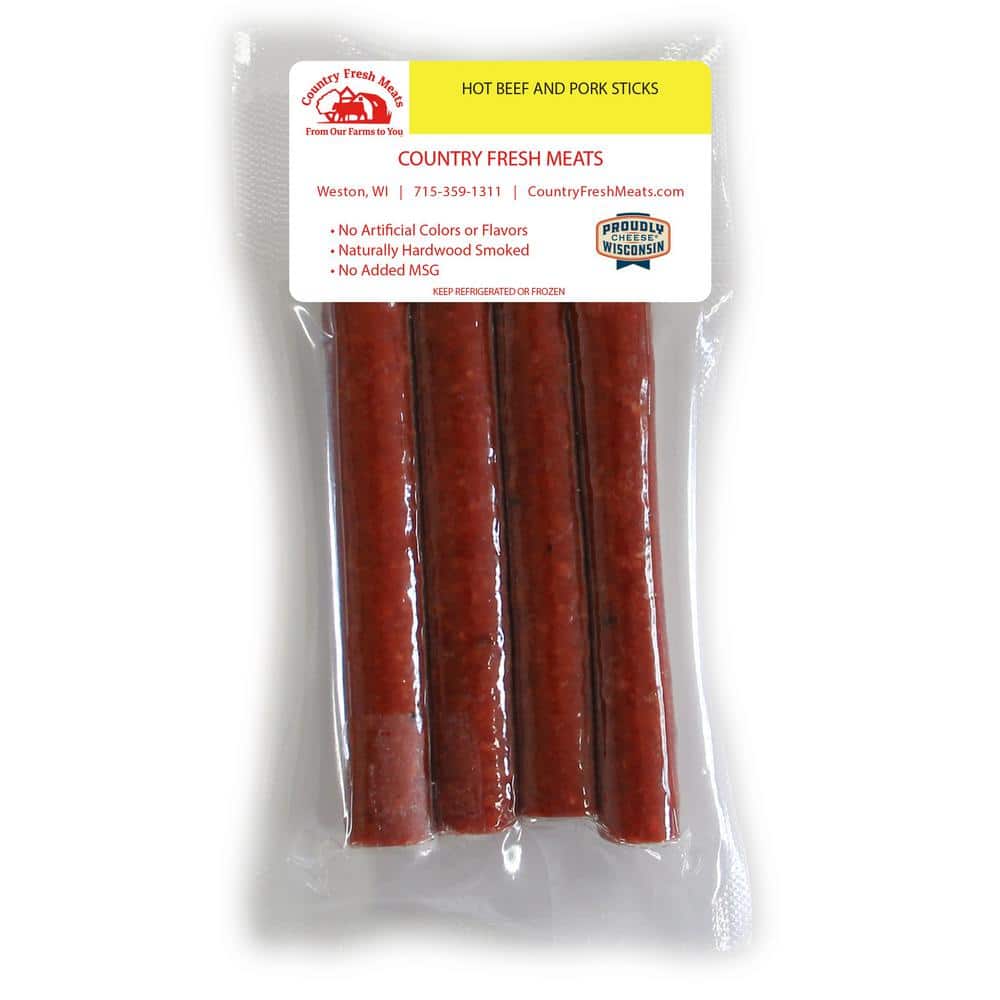 COUNTRY FRESH MEATS Hot Beef and Pork Sticks, 3 oz., Meat Snack ...