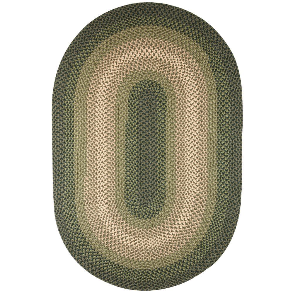 Rhody Rug Pioneer Green Multi 7 ft. x 9 ft. Oval Indoor/Outdoor Braided ...