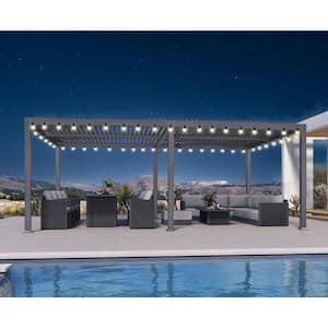 PURPLE LEAF 10 ft. x 12 ft. Gray Aluminum Patio Louvered Pergola ...