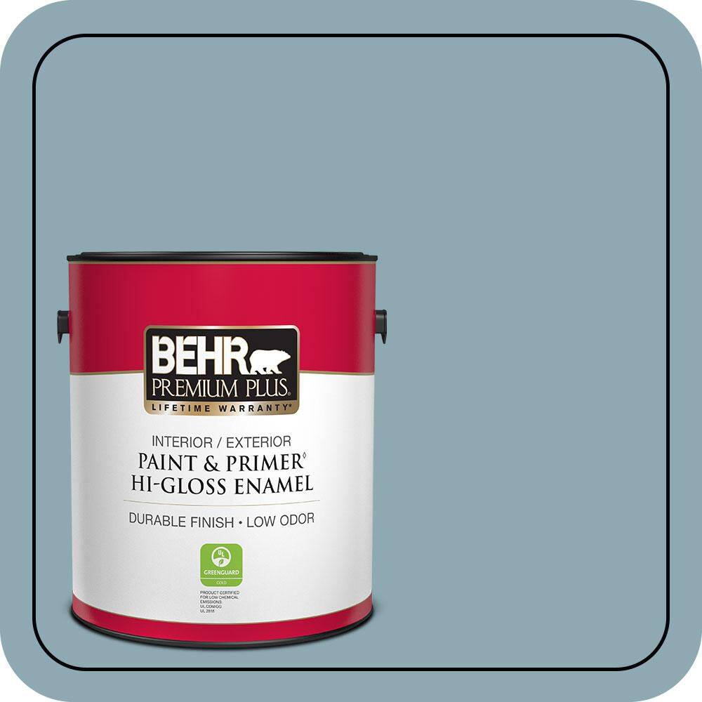BEHR PREMIUM PLUS 1 gal. #530F-4 Newport Blue Hi-Gloss Enamel Interior ...