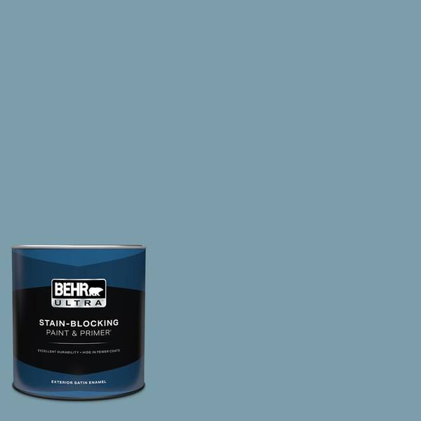 BEHR ULTRA 1 qt. #S470-4 Dolphin Blue Satin Enamel Exterior Paint ...