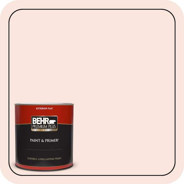 BEHR PREMIUM PLUS 1 qt. #190A-1 Soft Pink Flat Exterior Paint & Primer ...