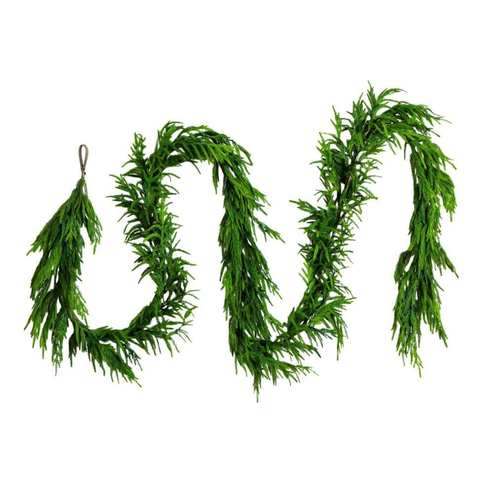 Nearly Natural 15 ft. Artificial Real Touch Norfolk Island Pine Garland ...