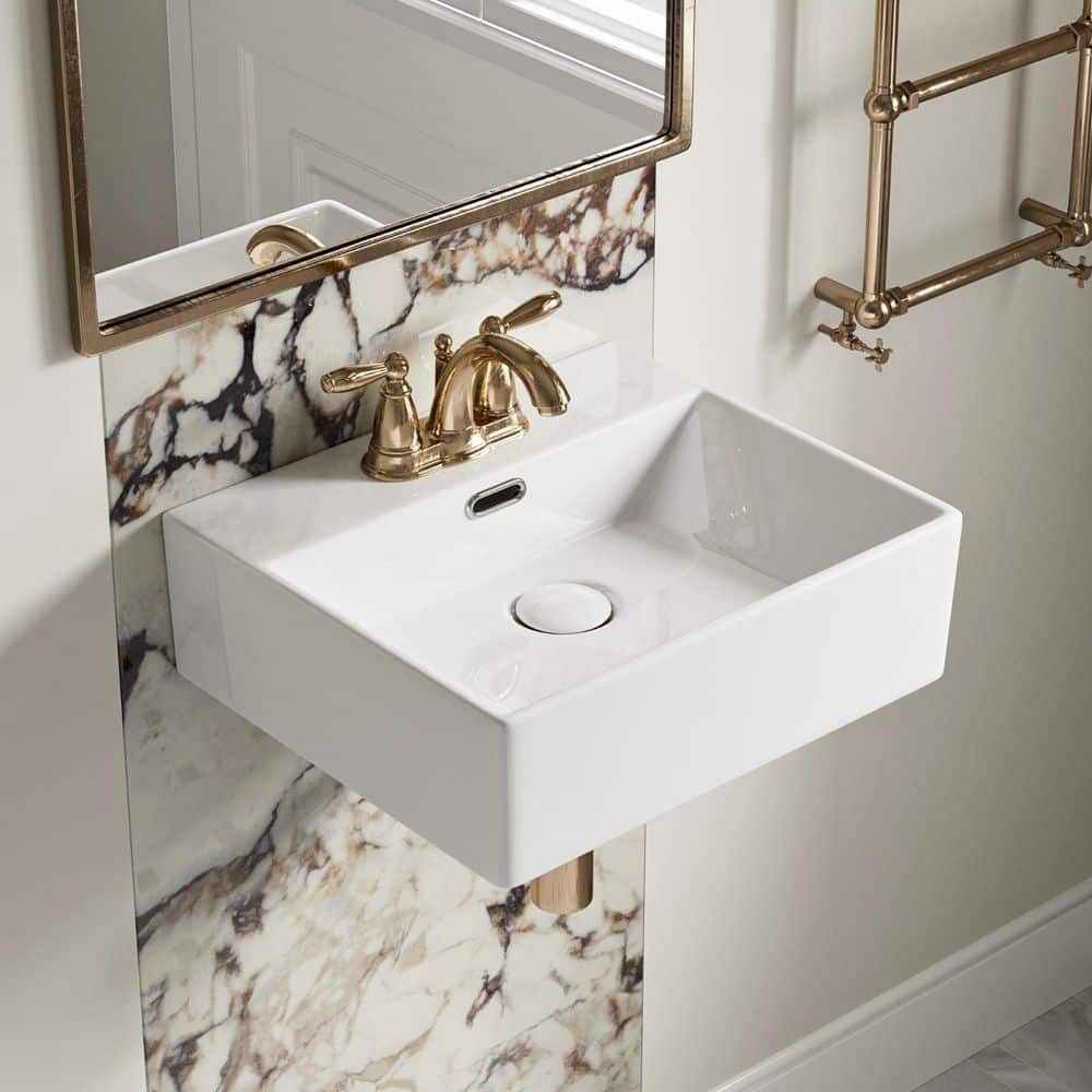 Los Flexi 16 in. x 14 in. Wall Mounted Bathroom Sink with 3 Pre-Drilled ...