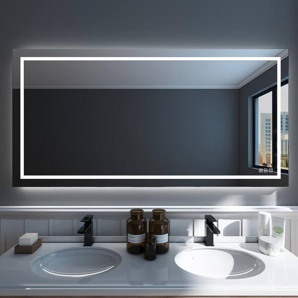 waterpar 72 in. W x 36 in. H Rectangular Frameless Wall Bathroom Vanity ...