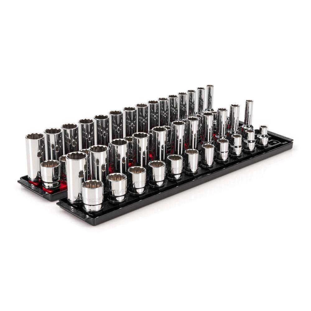 TEKTON 1/2 in. Drive 12-Point Socket Set with Rails (3/8 in.-1 in., 10 ...