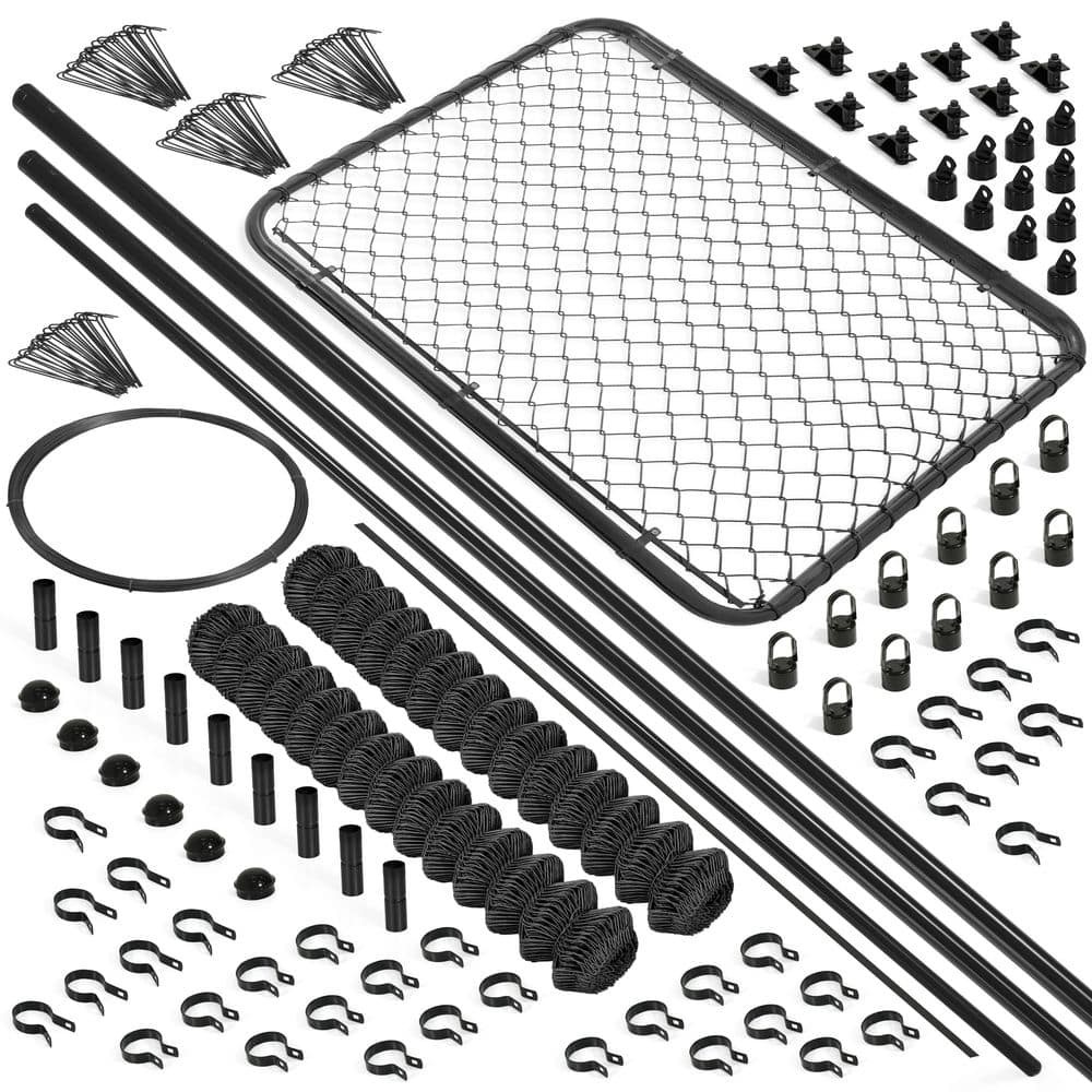 Fencer Wire Black Vinyl Coated 4 ft. x 104 ft. Metal 9-Gauge Chain Link ...