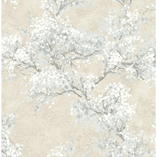 NextWall 30.75 sq. ft. Parchment & Morning Fog Cherry Blossom Grove ... NextWall 30.75 sq. ft. Parchment & Morning Fog Cherry Blossom Grove ...