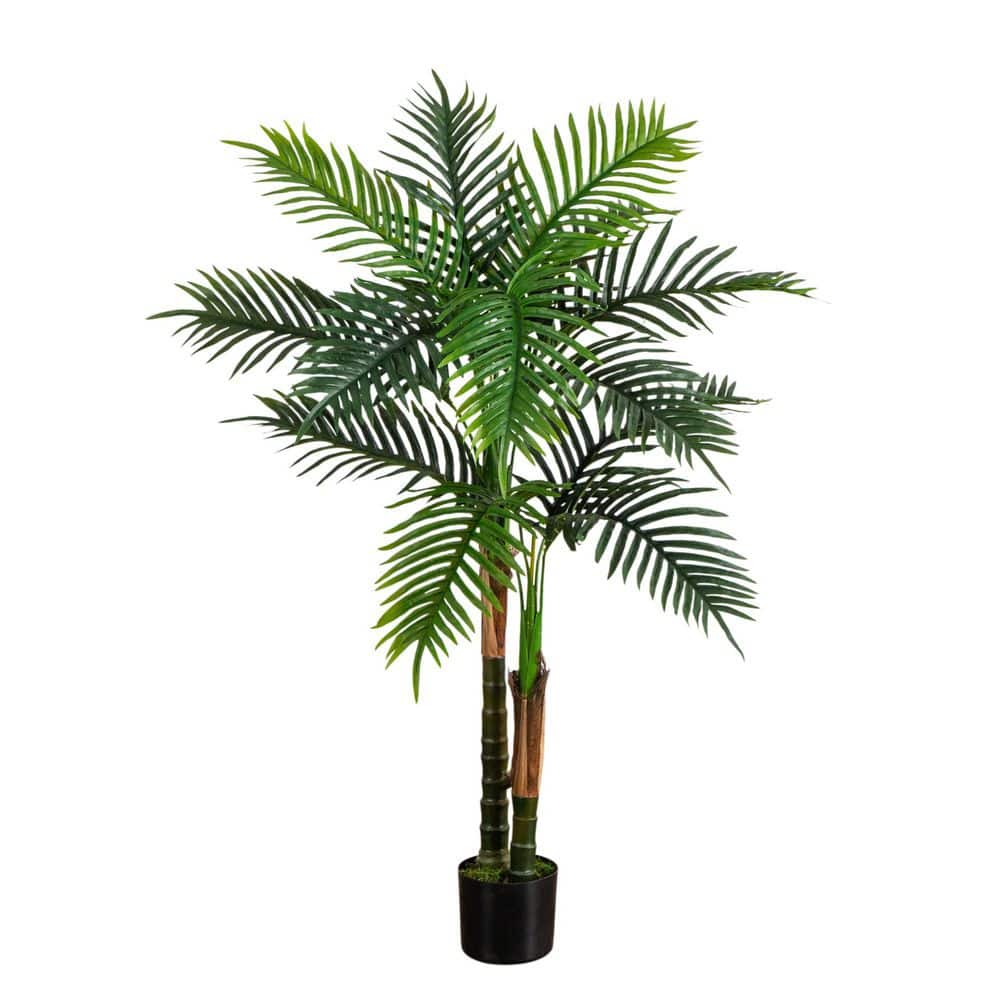 Nearly Natural 4ft. UV Resistant Artificial Double Robellini Palm Tree ...