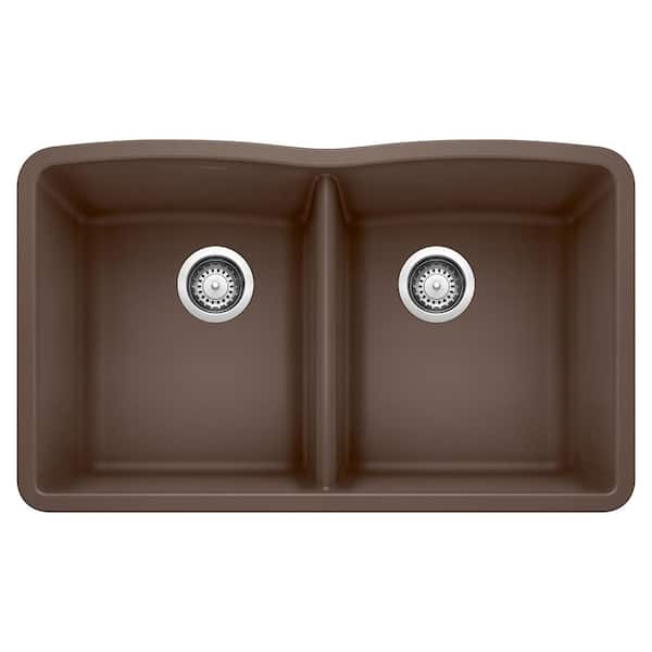 Novatto 31.75 in. Drop-In/Undermount 50/50 Double Bowl Absolute Black ...