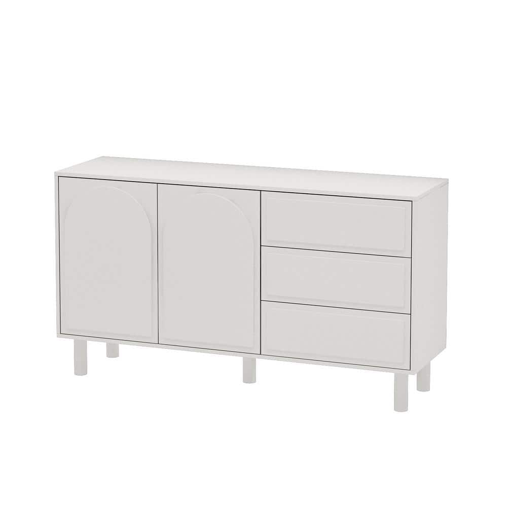 FUFU&GAGA White Finished 3 Drawers 55.1 in. Width Chest of Drawers ...