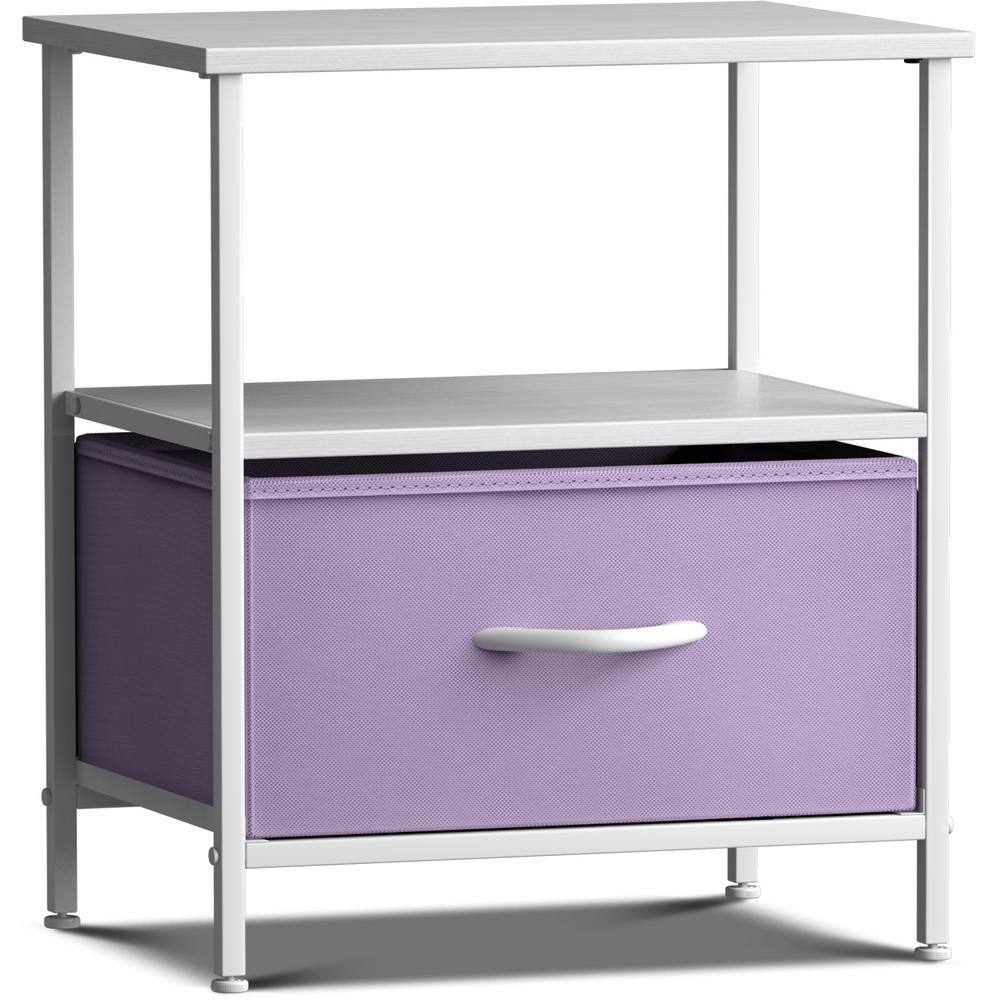 Sorbus 1-Drawer Purple Nightstand 18.37 in. H x 15.75 in. W x 15.75 in ...