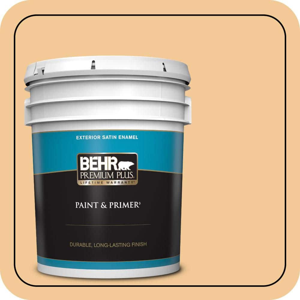 BEHR PREMIUM PLUS 5 gal. #M260-4 Lunch Box Satin Enamel Exterior Paint ...