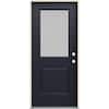 JELD-WEN 36 in. x 80 in. Left-Hand 1/2 Lite Streamed Ripple Glass Black ...
