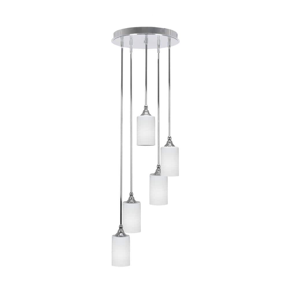 Villa 5 Light Chrome Pendant, Cluster Pendant Light with 4 in. White ...