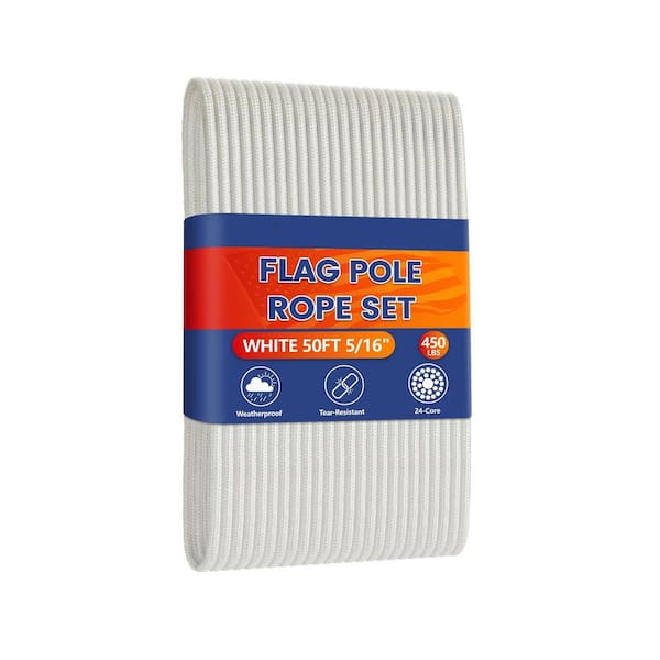 Misopily 50Ft 5/16 in. Heavy Duty Nylon Flagpole Rope Kit Weather ...