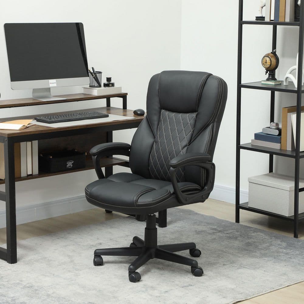 HOMCOM High Back Executive Faux Leather Rolling Swivel Ergonomic ...