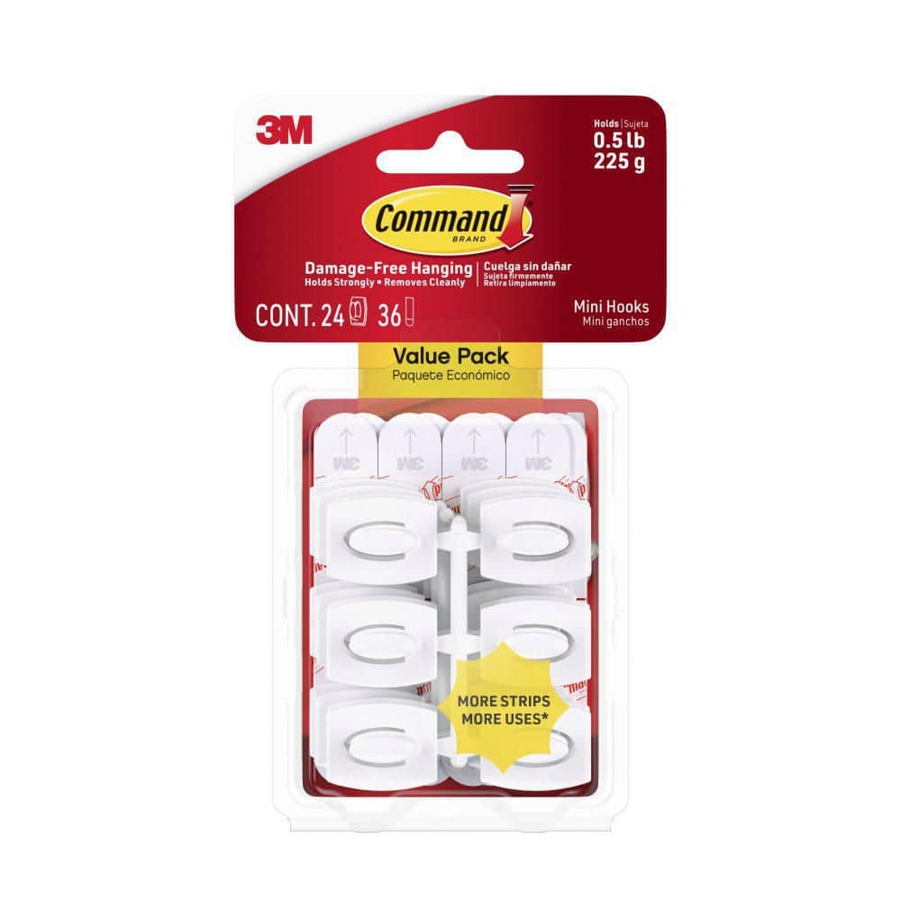 Command Mini Hooks Value Pack, 24 hooks, 36 strips 17006-24ES - The ...