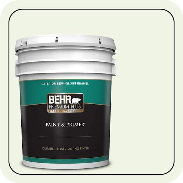 BEHR PREMIUM PLUS 5 gal. #M370-1 Fresh Dew Semi-Gloss Enamel Exterior ...