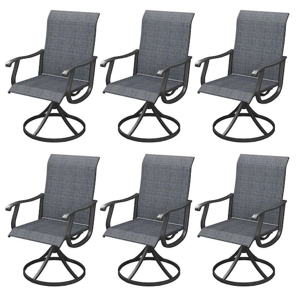 DIFY Dark Grey Swivel Patio Chairs, 360° Outdoor Dining Chairs with ...