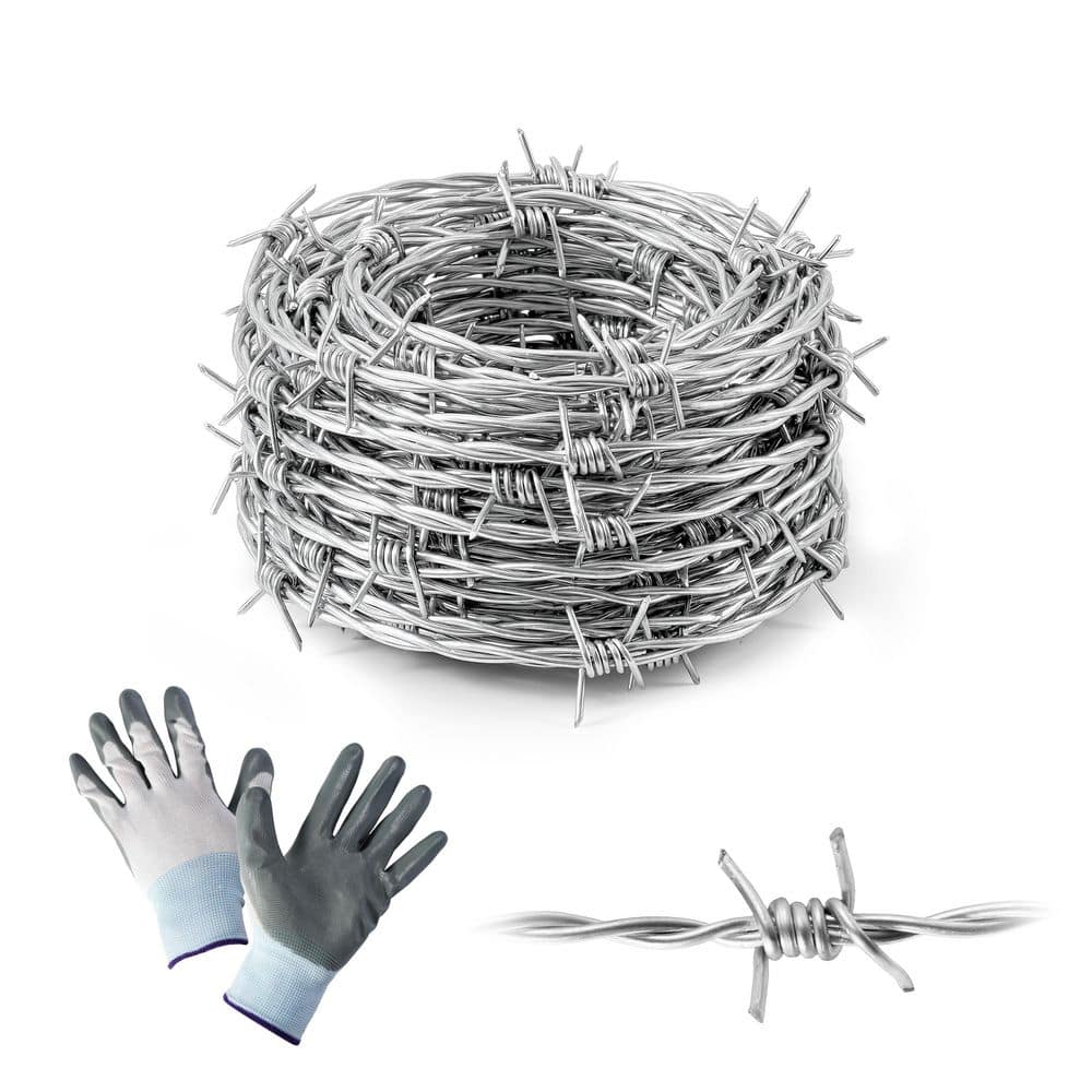 Fencer Wire 25 ft. 15-Gauge 4-Point Galvanized Steel Barbed Wire BT15 ...
