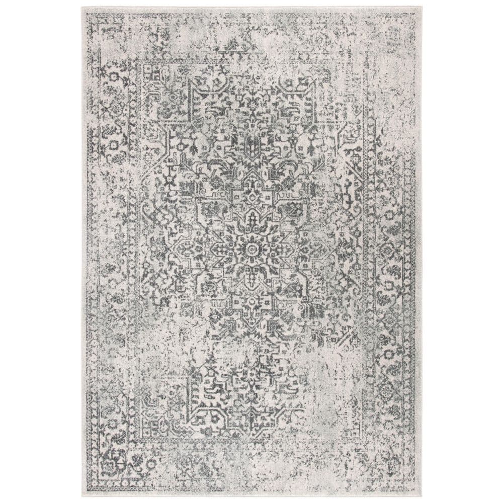SAFAVIEH Evoke Ivory/Gray 7 ft. x 9 ft. Distressed Border Medallion ...