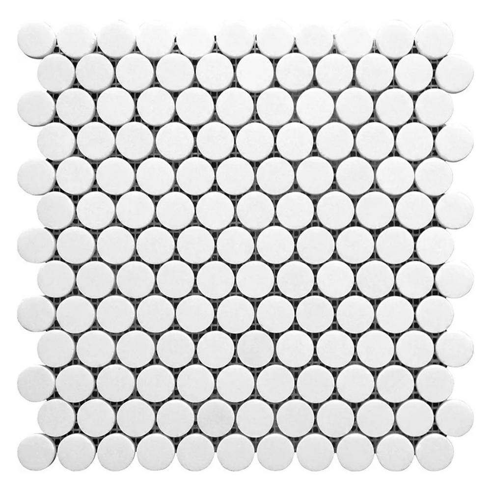 Apollo Tile Nubes 4 in. x 5 in. Polished Snow White Marble Mosaic Round ...