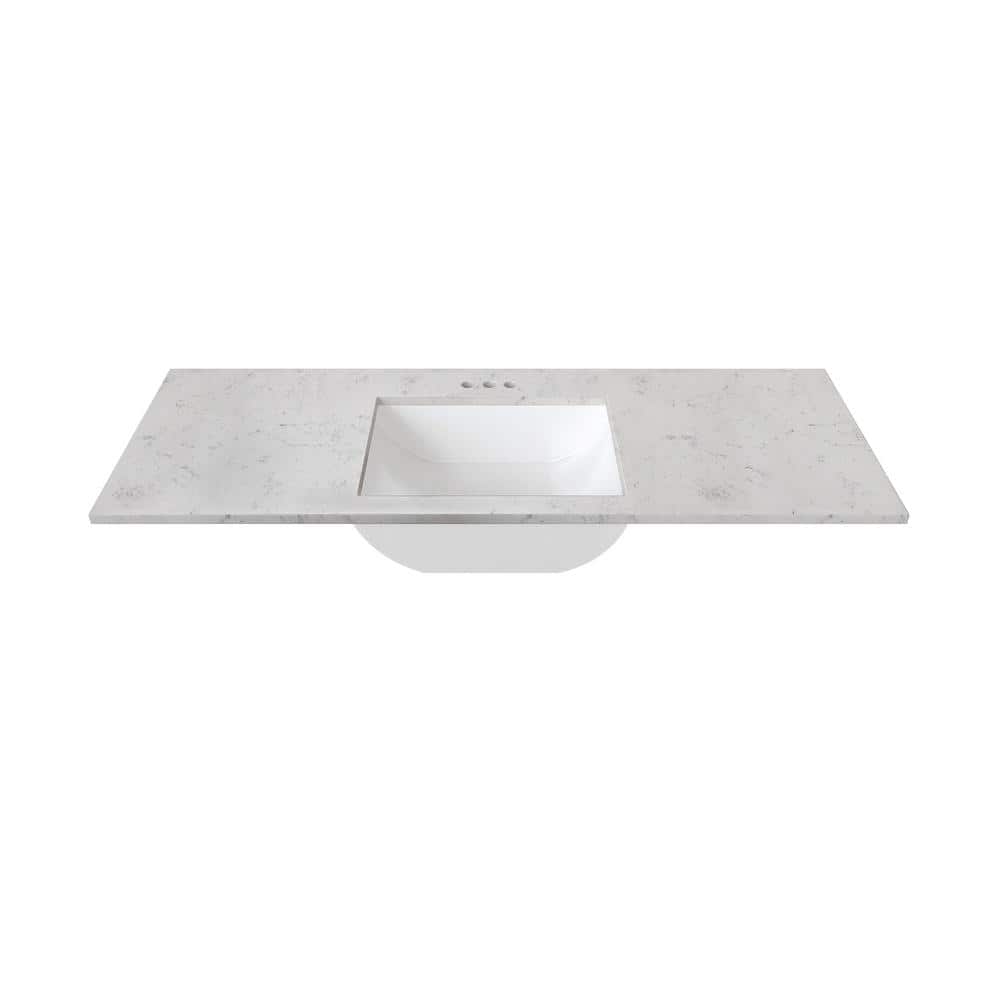 J COLLECTION 55 in. W x 22 in. D Cultured Marble Rectangular Undermount ...