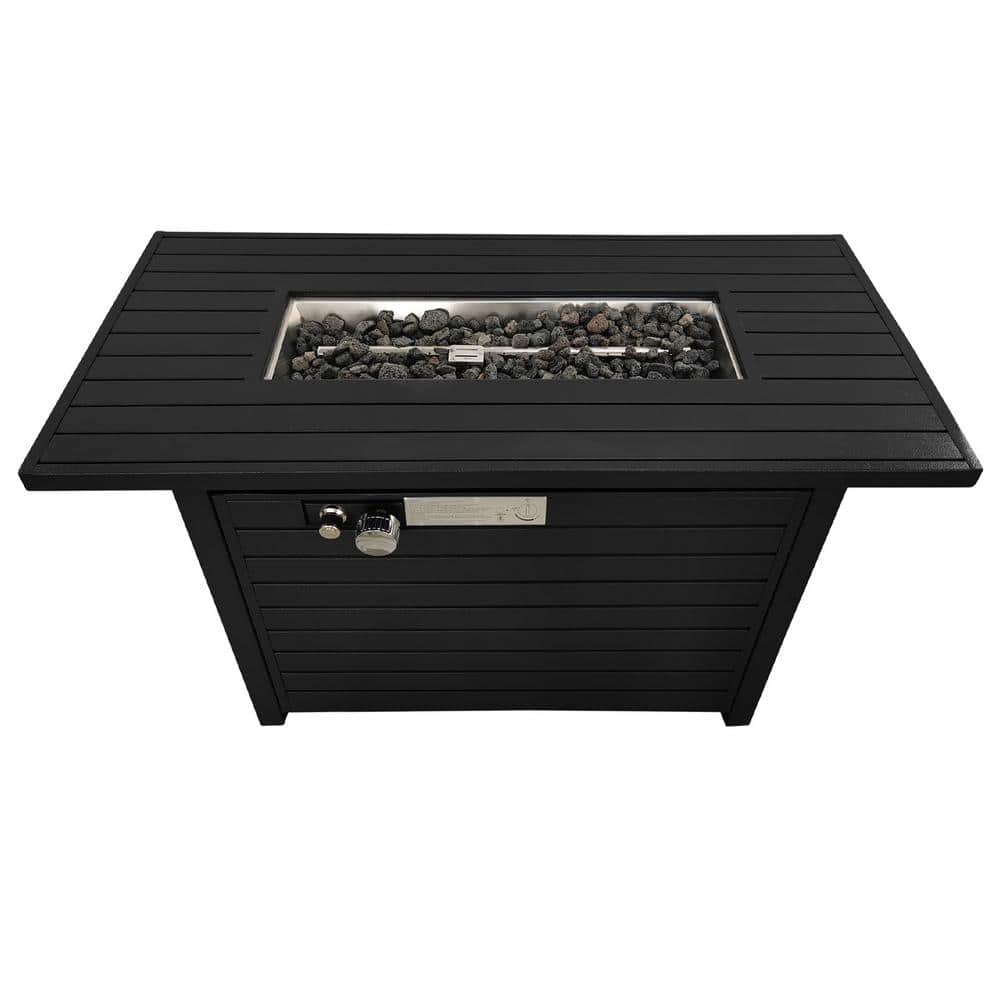 Tunearary 54 in. W Black Square Steel Base Outdoor LP Gas Fire Pit ...