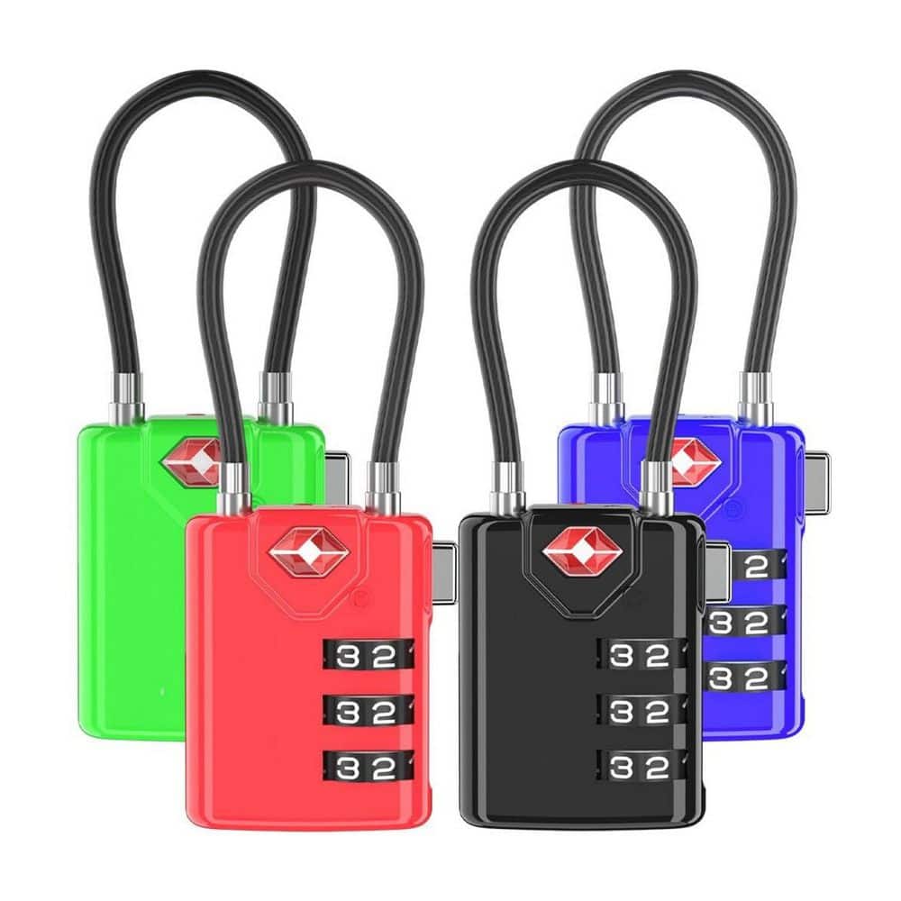 Numhew 4-Color Travel Combination Luggage Cable Locks for Suitcase, Gym ...