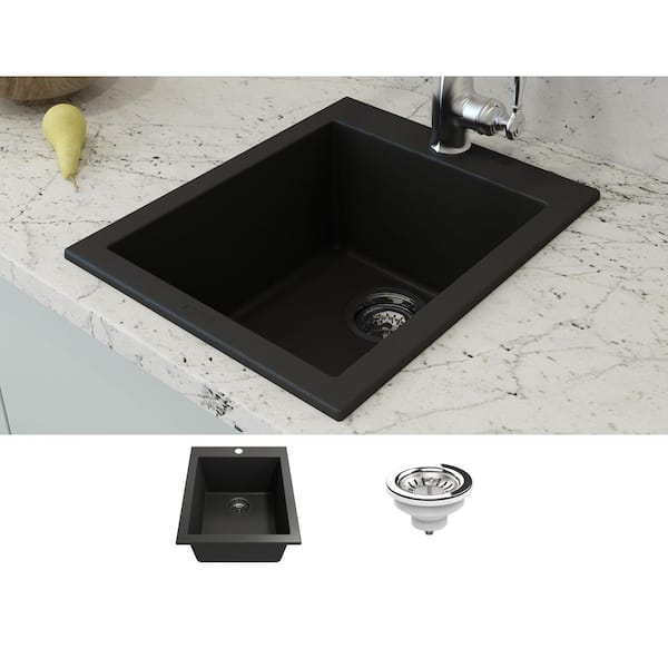 TerraLife Hyperion Granite Composite 16 in. Single Hole Drop-In ...
