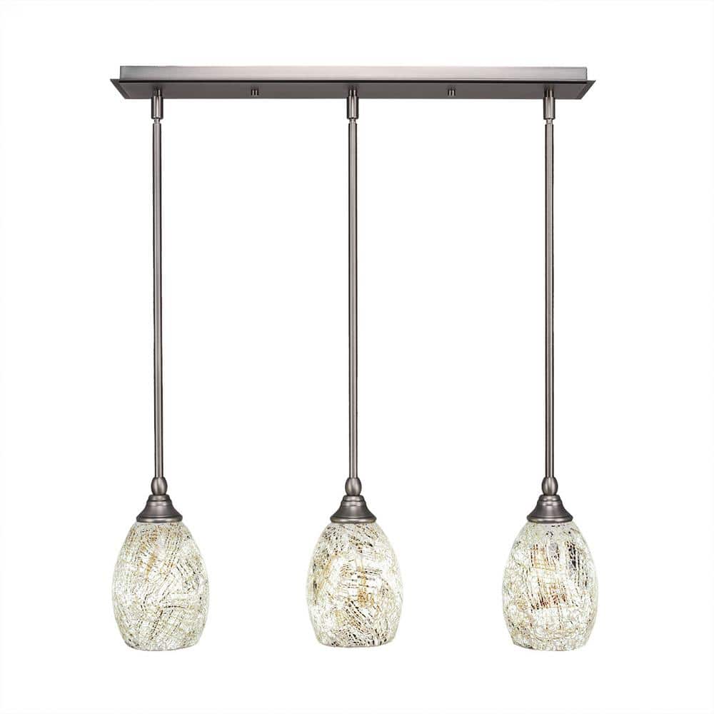 Livingston 100-Watt 3 Light Brushed Nickel, Linear Pendant Light with 5 ...