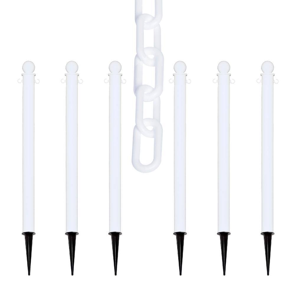 Mr. Chain White Medium Duty Ground Pole and Chain Kit 70401-6 - The ...
