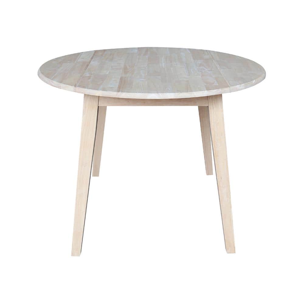 International Concepts 42 in. Unfinished Solid Wood Drop-Leaf 4-Legs ...