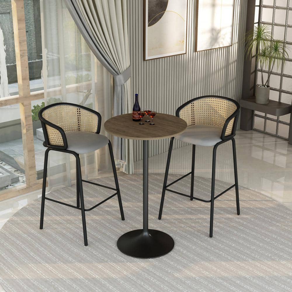 Leisuremod Verve 27 in. Round Bar Height Dining Table with MDF Top and ...