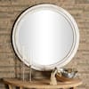 Litton Lane 36 in. x 36 in. Carved Wood Round Framed White Wall Mirror ...