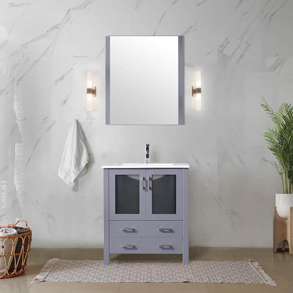 Lexora Volez 30 in W x 18 in D Dark Grey Bath Vanity and Integrated ...