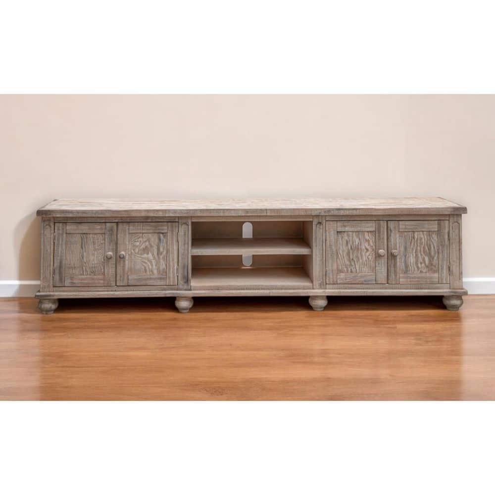 HomeRoots Desert Sand TV Stand Fits TV's up to 88 in. with Shelves ...