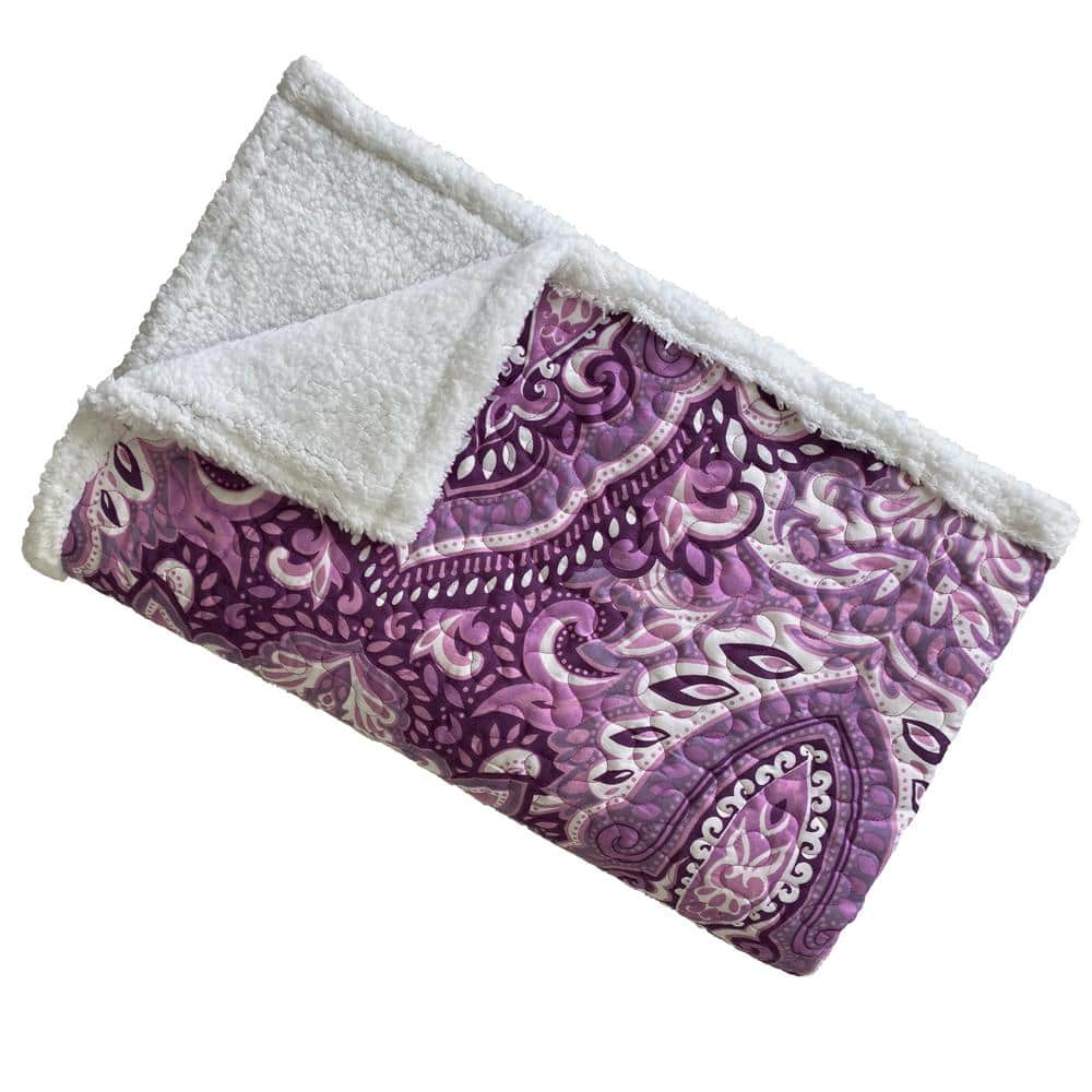 Harper Lane Felicity Plum Purple Microfiber Sherpa Throw Blanket 17179 ...