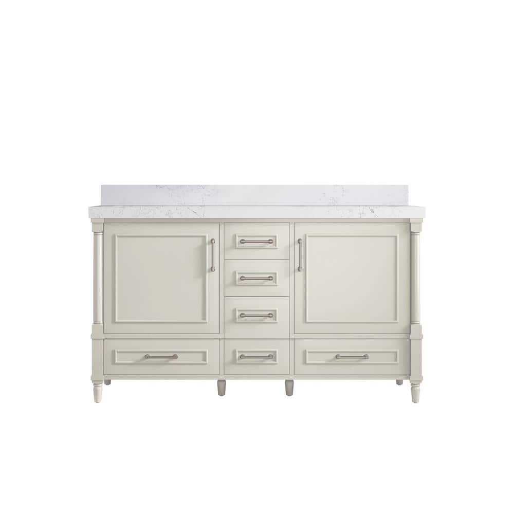 Willow Collections Hudson 60 in. Double Sink Freestanding Alabaster ...