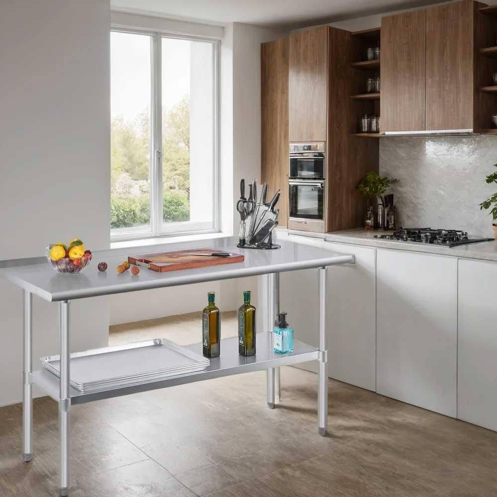 Anqtovp 24 in. x 60 in. Stainless Steel Kitchen Prep Table with ...