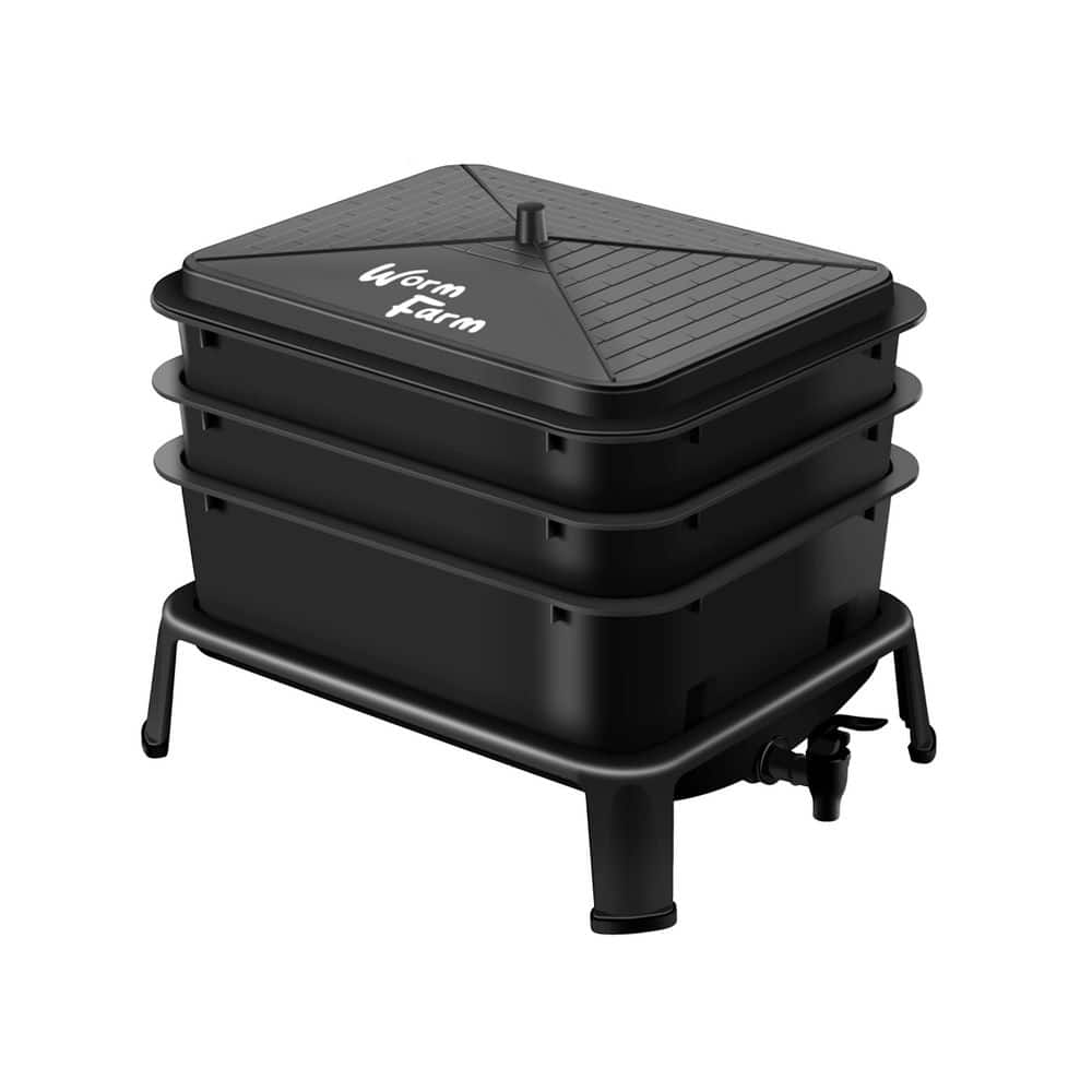 Justincity 3-Tray 8 Gal. Worm Composter with Compost Worms Starter Kit ...